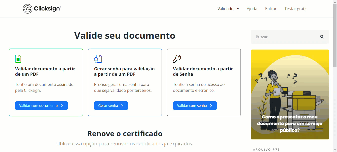 Como validar um documento impresso?